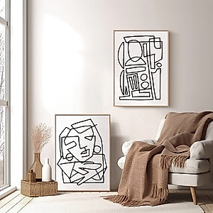 ArtbyHannah Framed Canvas Wall Art Set, Large Contemporary Abstract Wall Art, Framed Minimalist Wall Art for Modern Living Room bedroom office, 20"x28"x2