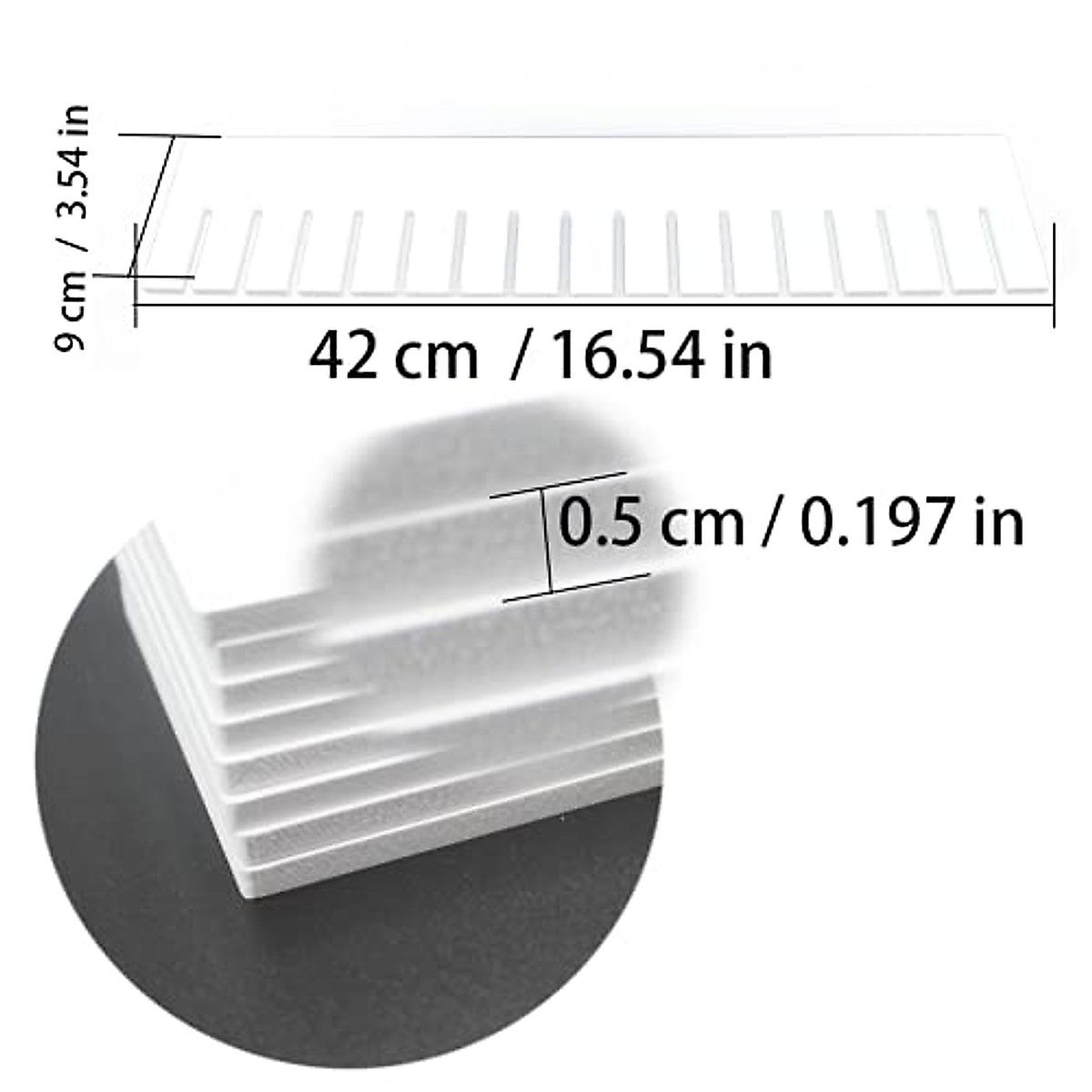 Kitchen Storage Set with 8pcs Deep Drawer Dividers (42cm x 9cm) and 1pc White Silicone Sponge Holder. A Clean Kitchen Gives a Good Mood by HGZYE