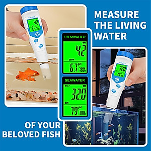 YINMIK pH Salt Meter for Home, Simultaneous Display of pH TDS for Household Water, 2024 New Upgraded 5 in 1 EC Temp Salt TDS pH Tester for Saltwater Pool,Hot Tubs,Home Brewing,Aquarium, Hydroponics