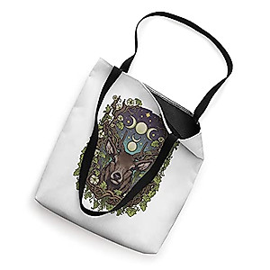 Art Nouveau Cernunnos Stag Bohemian Nature Moon Phases Wicca Tote Bag