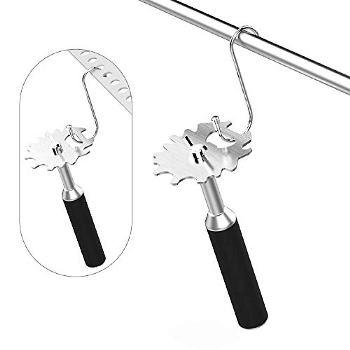 BBQ Grill Scraper -Stainless Steel Barbecue Grill Grate Cleaner-Unique Long Handle Design BBQ Cleaning Tools-Safer Than Wire Brush-Works with Most Grill Grates (Silvery)