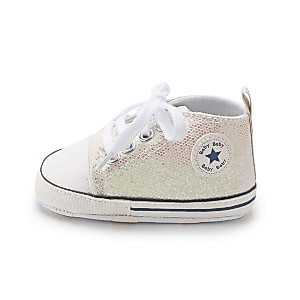 KIDSUN Tutoo Unisex Baby Boys Girls High Top Sneaker Soft Anti-Slip Sole Newborn Infant First Walkers Canvas Denim Shoes