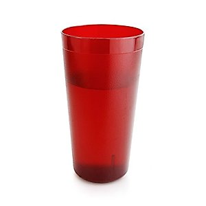 New Star Foodservice 46489 Tumbler Beverage Cup, Stackable Cups, Break-Resistant Commercial SAN Plastic, (20 oz, Red) Set of 12