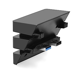 Bewinner 5-Port USB Hub, 5 Port USB Hub for PlayStation 4 Pro Console, 1 USB 3.0 and 4 USB 2.0 Port,Unique LED Indicators - Black