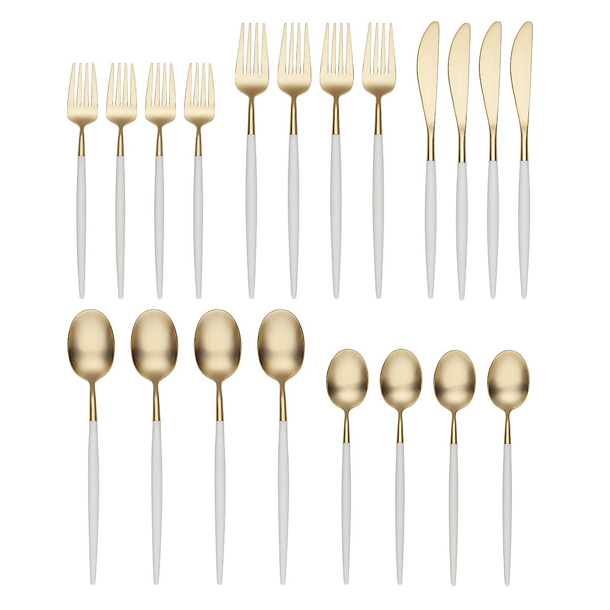 Cambridge 306320Ckg12Ds Mazzy Gold With White-Handle 20-Piece Flatware Set