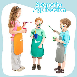 Sintege 12 Colors Artists Fabric Aprons with Iron on Vinyl Letters Disposable Paint Aprons Bulk Artist Fabric Apron Art Smock for Kitchen Classroom Party Crafts Activity(12 Pcs)