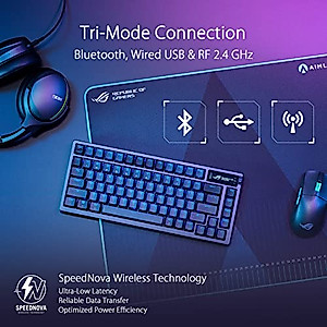 ASUS ROG Azoth 75% Wireless DIY Custom Gaming Keyboard, OLED Display, Three-Layer Dampening & ROG Harpe Ace Aim Lab Edition Gaming Mouse, 54 g Ultra-Lightwieght, Connectivity