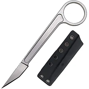 Gtkii Gtk104 Fixed Blade Knife, D2 Blade Stainess Steel Handle EDC Tool Knife for Outdoor Camping Hunting Hiking(Silver)