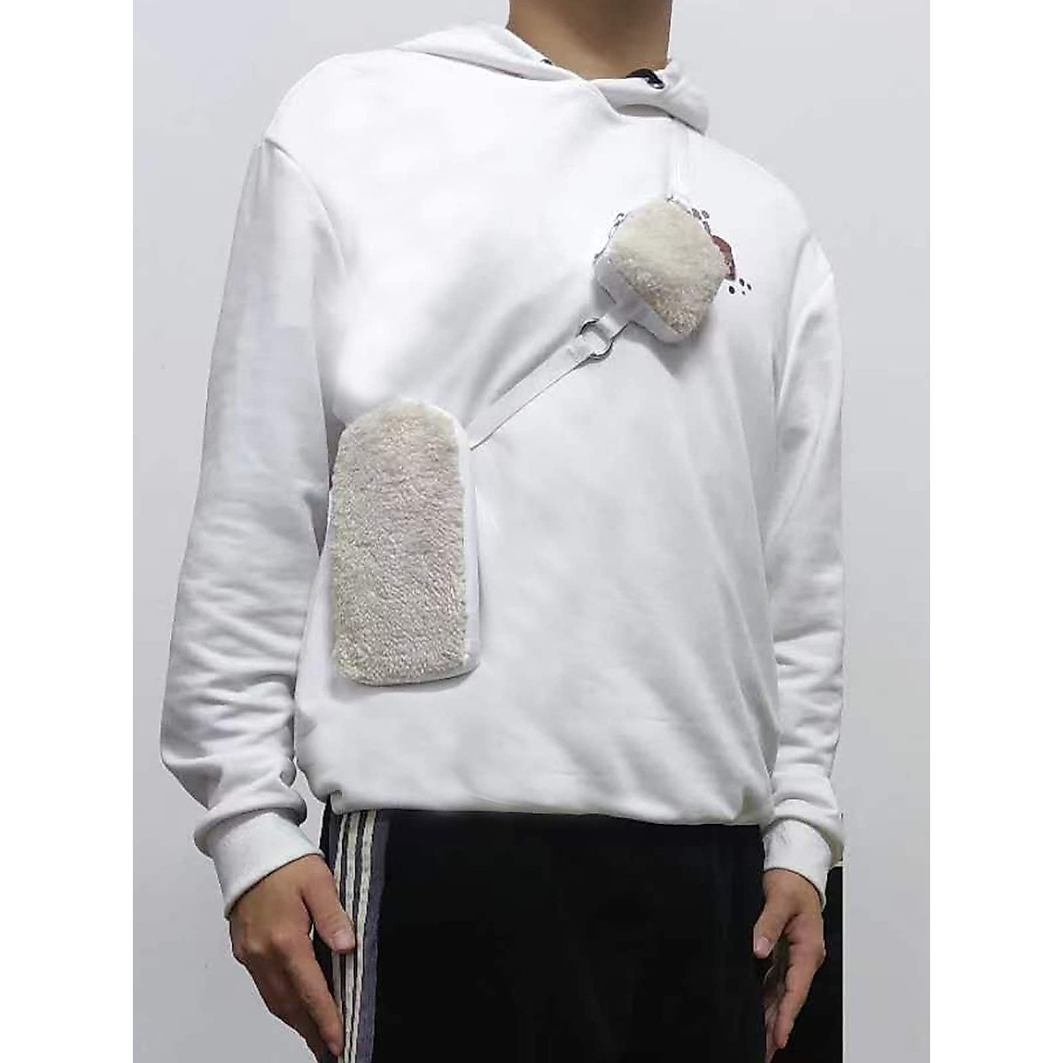 Jonnick Fleece Modular Phone Crossbody Bag Cell Phone Wallet Purse Sherpa for Women Fashionable | Mini Shoulder Handbag Messenger Bag Wallet (Fleece White)