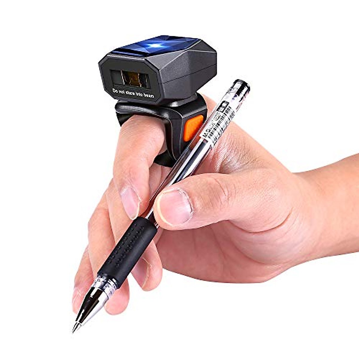 Eyoyo 1D Bluetooth Wearable Ring Barcode Scanner, Portable Mini Finger Bar Code Reader with 2.4GHz Wireless & USB Wired Connection for iPhone iPad Android iOS, for Book, Warehouse Inventory, Express