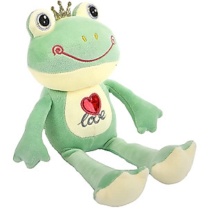 CAZOYEE Soft Frog Plush Stuffed Animal, Long-Leg Plush Frog Doll, Cute Stuffed Frog Plushies Gift for Kids, Creative Plush Frog Decoration, 8.8" (Heart)