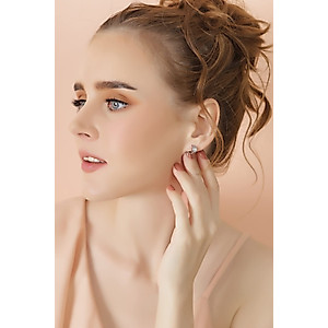 Sterling Silver 1/4 Carat Lab Grown Diamond Round Halo Huggie Hoop Earrings