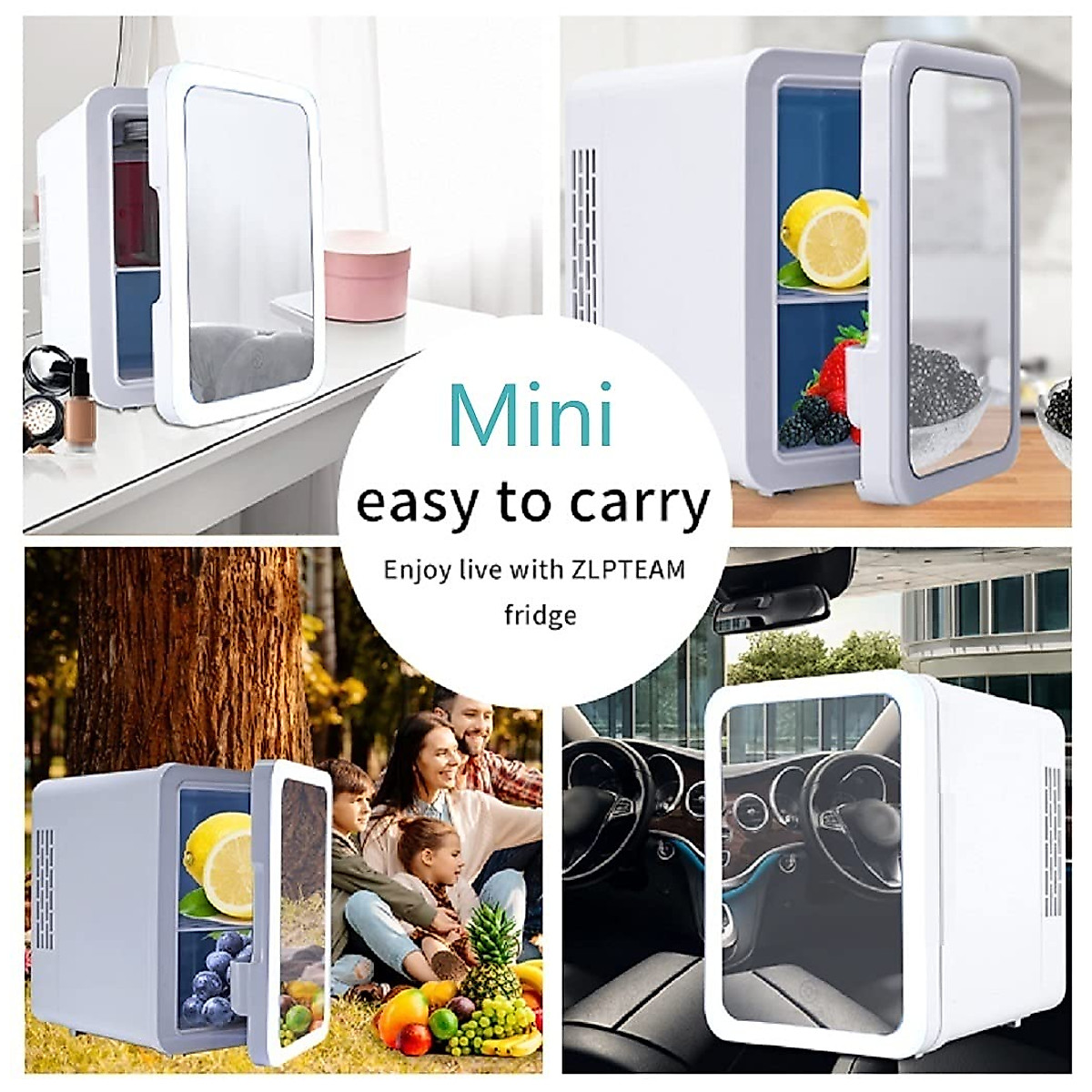 ZLPTEAM Mini Fridge 4 Liter, Mirror Mini Fridge, Skin Care Fridge, Beauty Fridge