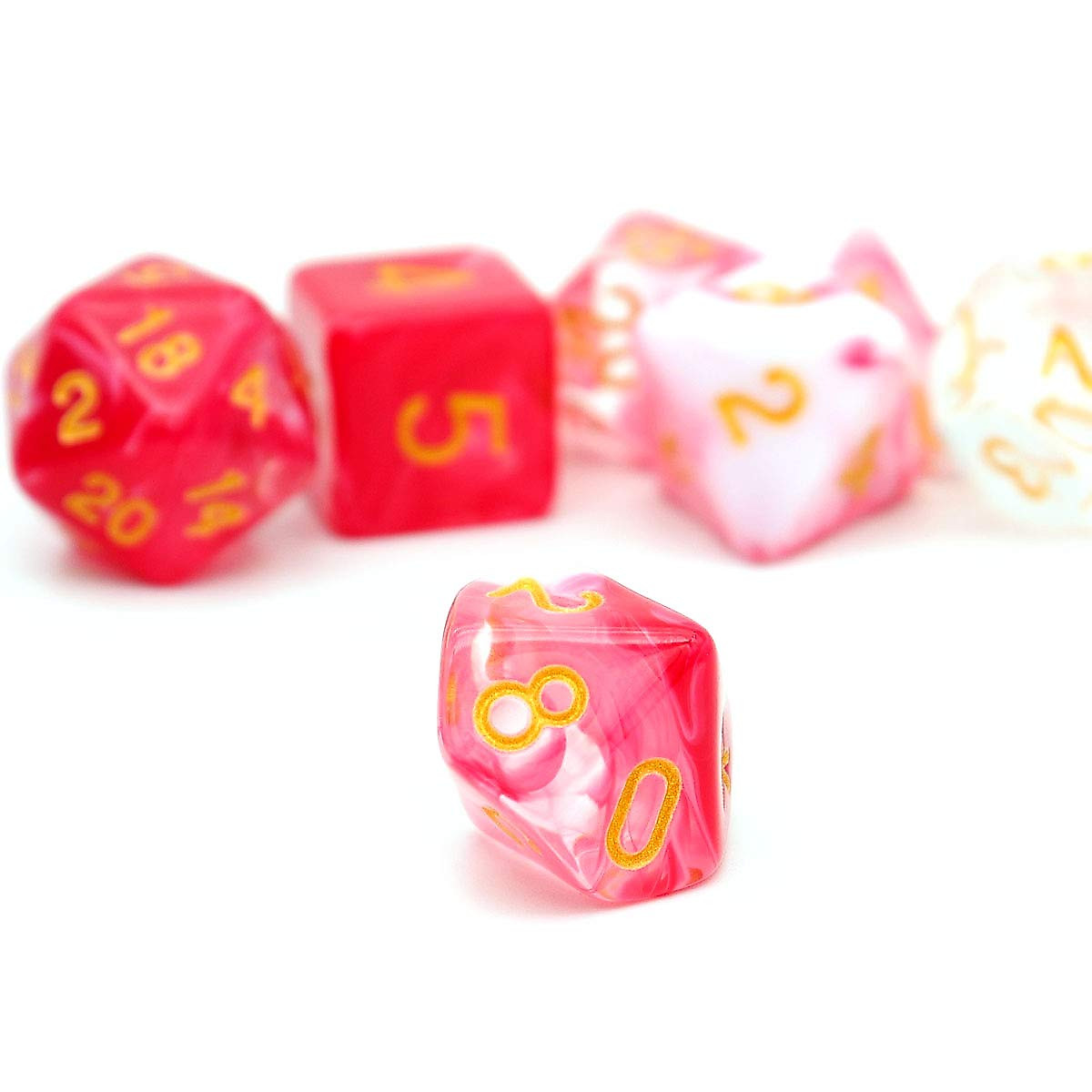 Haxtec DND Dice Set 7PCS Polyhedral D&D Dice for Roleplaying Dice Games as Dungeons and Dragons (Pink White Clear)