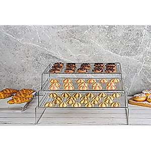 LANEJOY 3-Tier Stackable Cooling Racks for Cooking and Baking Stainless Steel Wire Cooling rack Oven & Dishwasher Safe (15 * 10 * 3 inch LYW02A)