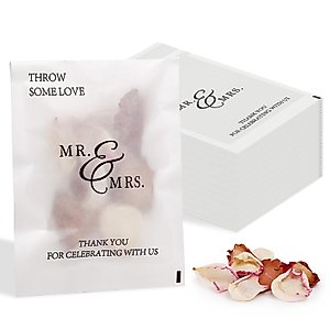AIOMOB 50 Pcs Wedding Confetti Bags Throw Some Love Wedding Petal Toss Packets Glassine Wedding Flower Petal Packets for Wedding Send Off, Exit, Tosses