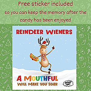 Reindeer Wieners Candy Wax Sticks- Funny Christmas Stocking Stuffers and White Elephant Gifts by Inspired Candy, 5oz Bag