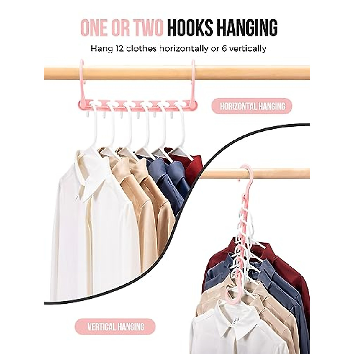 Smartor Closet Organizers and Storage - 12 Pack, Closet Organizer Hanger for Heavy Clothes, Hangers Space Saving for Wardrobe, Dorm, House Essentials for College Students Girls, Space Saver Hangers