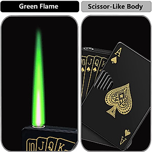 Jet Torch Lighter, Green Flame Ace Card Lighter, Refillable Butane Lighter, Ace of Spades Cool Lighter Windproof Poker Design, Gift for Men/Women