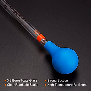 PATIKIL Graduated Dropper Pipettes Kit, 4pcs 10ml Borosilicate Glass Pipette with Rubber Cap for Transfer Liquid for Lab, Chemistry, Clear