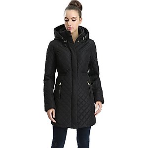 BGSD Women Angela Waterproof Quilted Parka Coat Novelty Winter Jacket Black X-Large