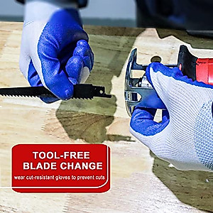 GardenJoy Cordless Power Reciprocating Saw: 21V Electric Compact Saw with 3.0Ah Battery and Charger, 6 Saw Blades, Variable Speed, Battery Powered Saw with Tool Box for Woods/Metal/Plastic Cutting