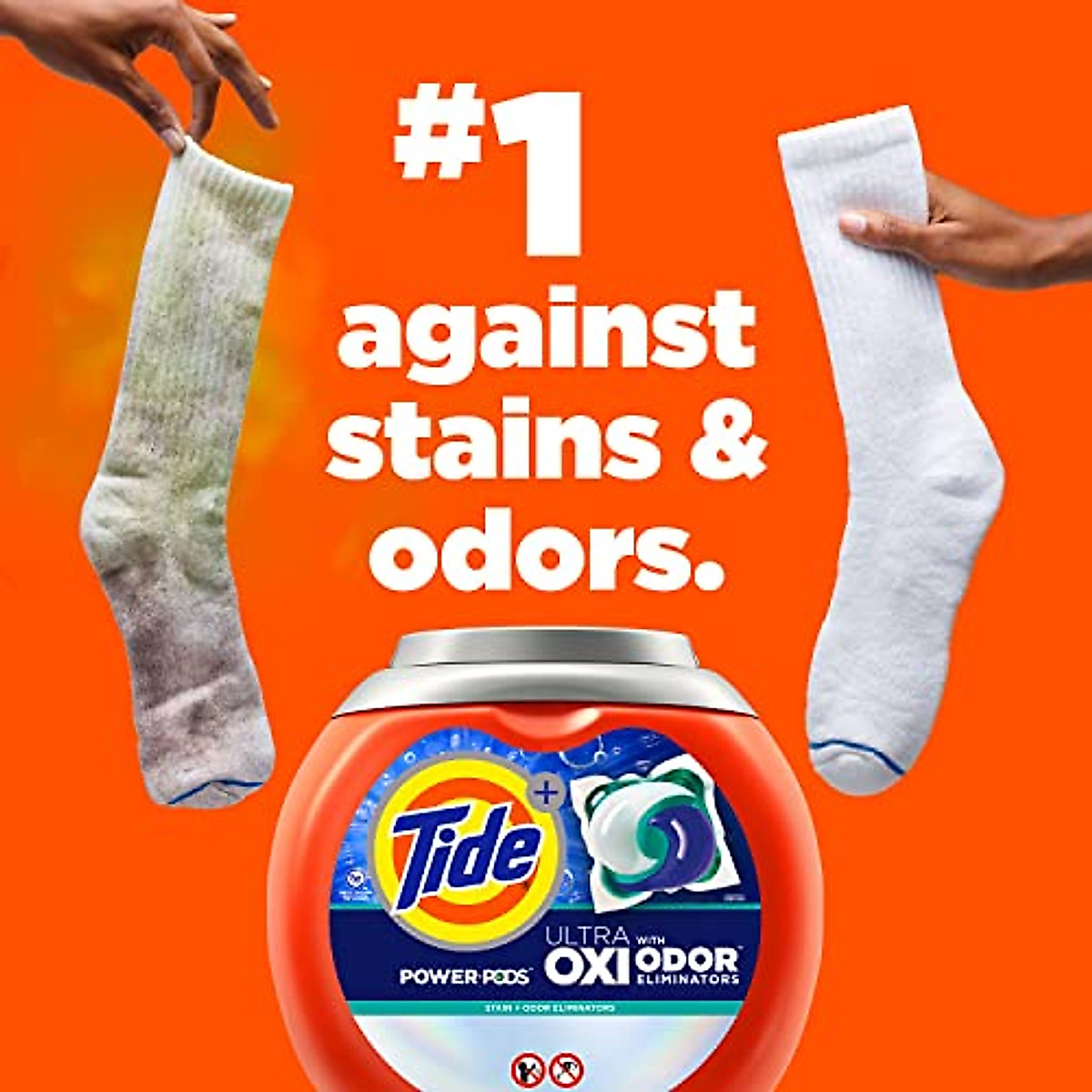 Tide Ultra OXI Power PODS with Odor Eliminators Laundry Detergent Pacs, 45 Count + Downy Rinse & Refresh, Cool Cotton, 48 Fl Oz