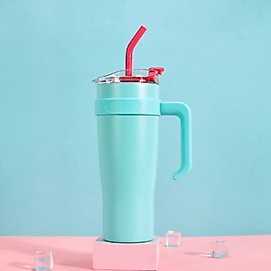 Xmipbs 40 oz Tumbler Cup With Handle and Straw, Stainless Steel Vacuum Insulated Coffee Mug, Keep Drinks Hot or Cold for Home and Office Use Green