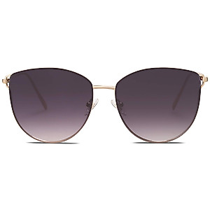 SOJOS Mirrored Flat Lens Fashion Sunglasses for Women SJ1085 with Gold Frame/Gradient Grey Lens