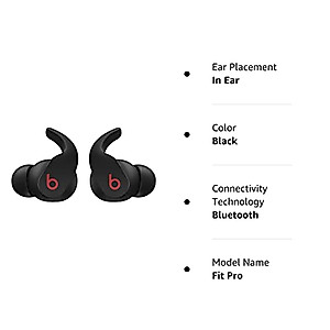 Beats Fit Pro True Wireless Noise Cancelling in-Ear Headphones - Black (Renewed), MK2F3LL/A