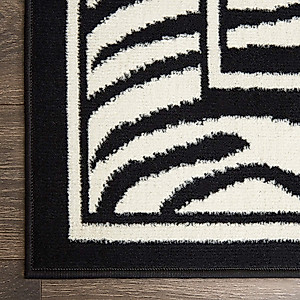 Champion Rugs Zebra Print Rug Contemporary Area Rugs Zebra Rugs Large Zebra Rugs for Living Room Animal Print Rug Black White (5' 3" X 7' 5")