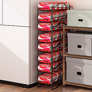 GILLAS 2 Pack Soda Can Organizer Rack for Pantry, Stackable Beverage Soda Can Storage Dispenser Holder for Refrigerator, Cabinet, Black