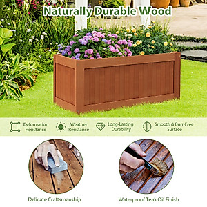 Toolsempire Outdoor Planter Bench, 45 Gallon Outdoor Bench Wooden Raised Garden Bed with Planter Box, 2-in-1 Wood Planter Bench Deck Plant Box for Porch, Patio, Garden & Backyard