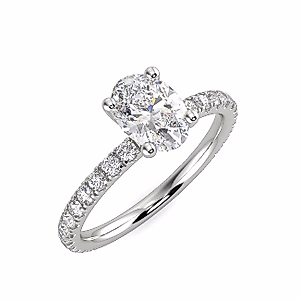 Beverly Hills Jewelers 1 Carat Oval Lab Grown Diamond Engagement Ring for Women in 14k White Gold D-E Color, cttw Size 6 Made in USA