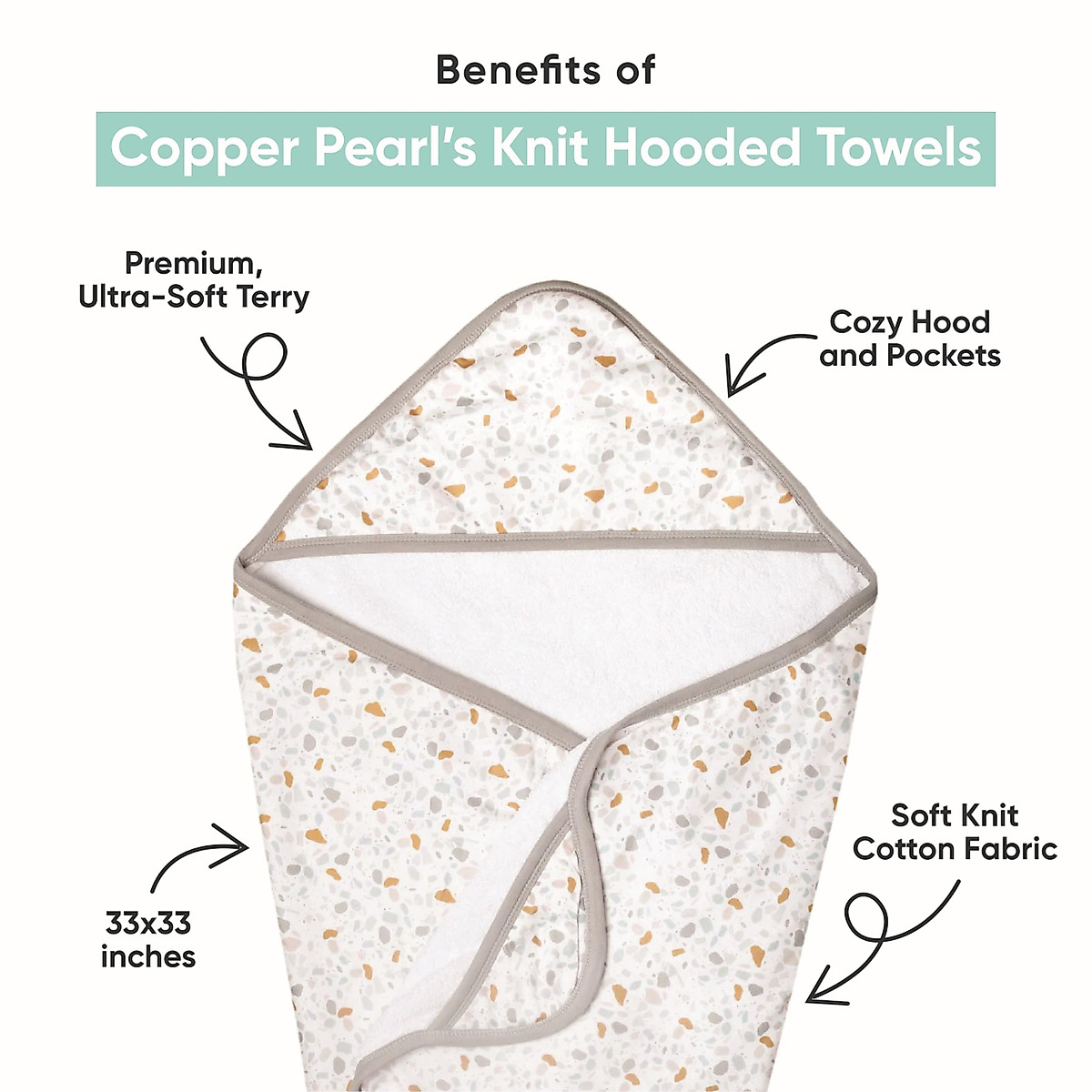 Copper Pearl Hooded Bath Towels Premium Knit/Terry Cloth Baby Towels with Hood, Pockets, and Cool Designs - Great to Gift and Make Bath Time Fun - Baby Bath Towel, Bear