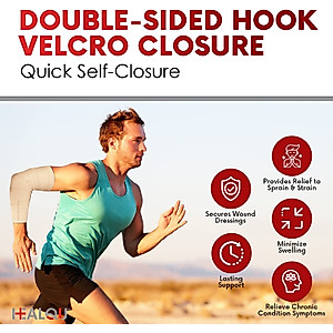 HEALQU Premium Elastic Bandage - Self-Closure Compression Wrap for Legs, Knees, Ankles, Wrists, Elbows, Shoulders - 4 Inch by 5 Yards, Box of 4 Rolls Athletic Stretchable Bandage Wrap