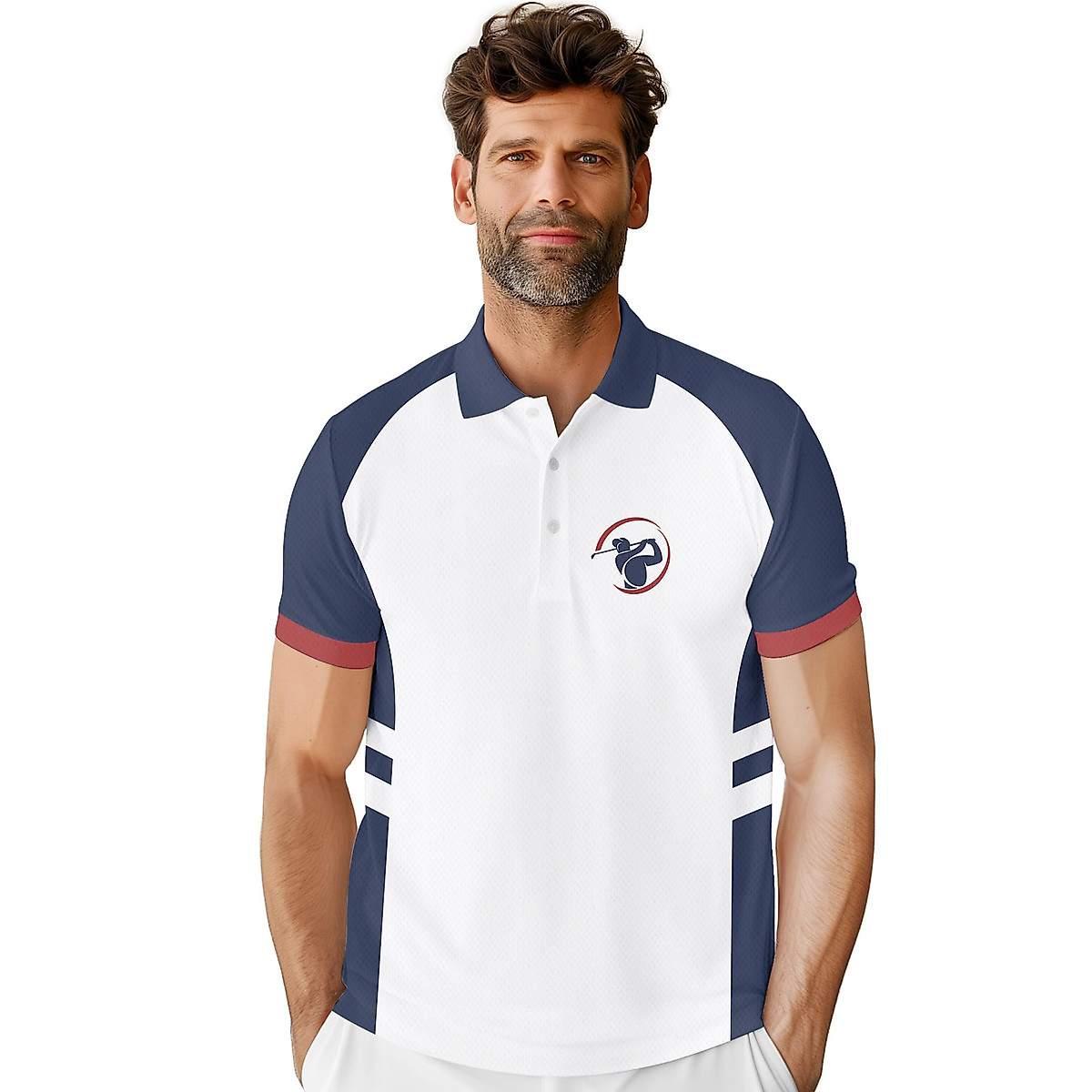 HIVICHI Golf Shirts for Men Polo Shirt for Men Funny Polo Shirt Swing American Flag Shirts Patriotic Crazy Dry Fit Golf Gifts