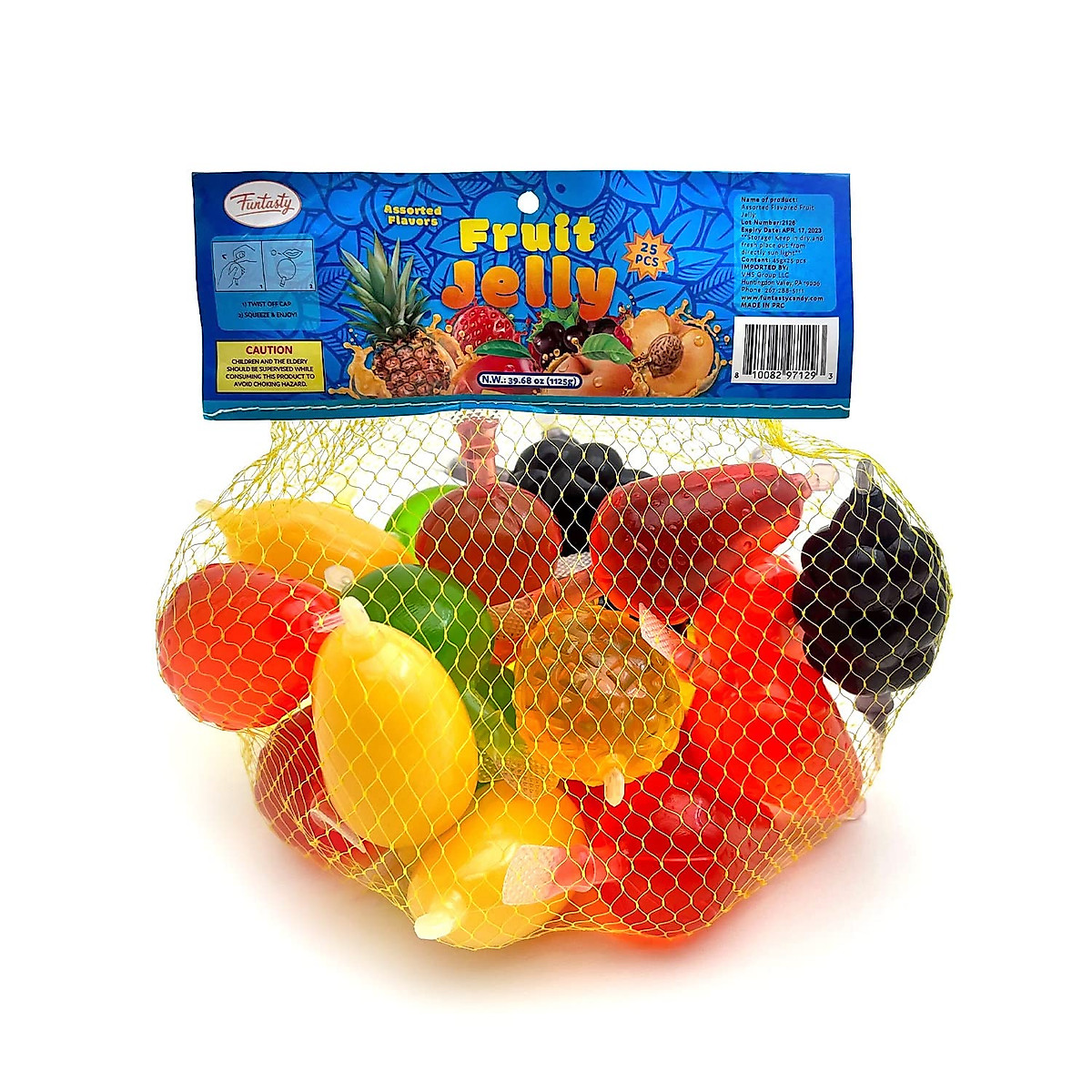 Funtasty Squeezable Fruit Jellies Candy - 25 Count Bag - Assorted Flavors