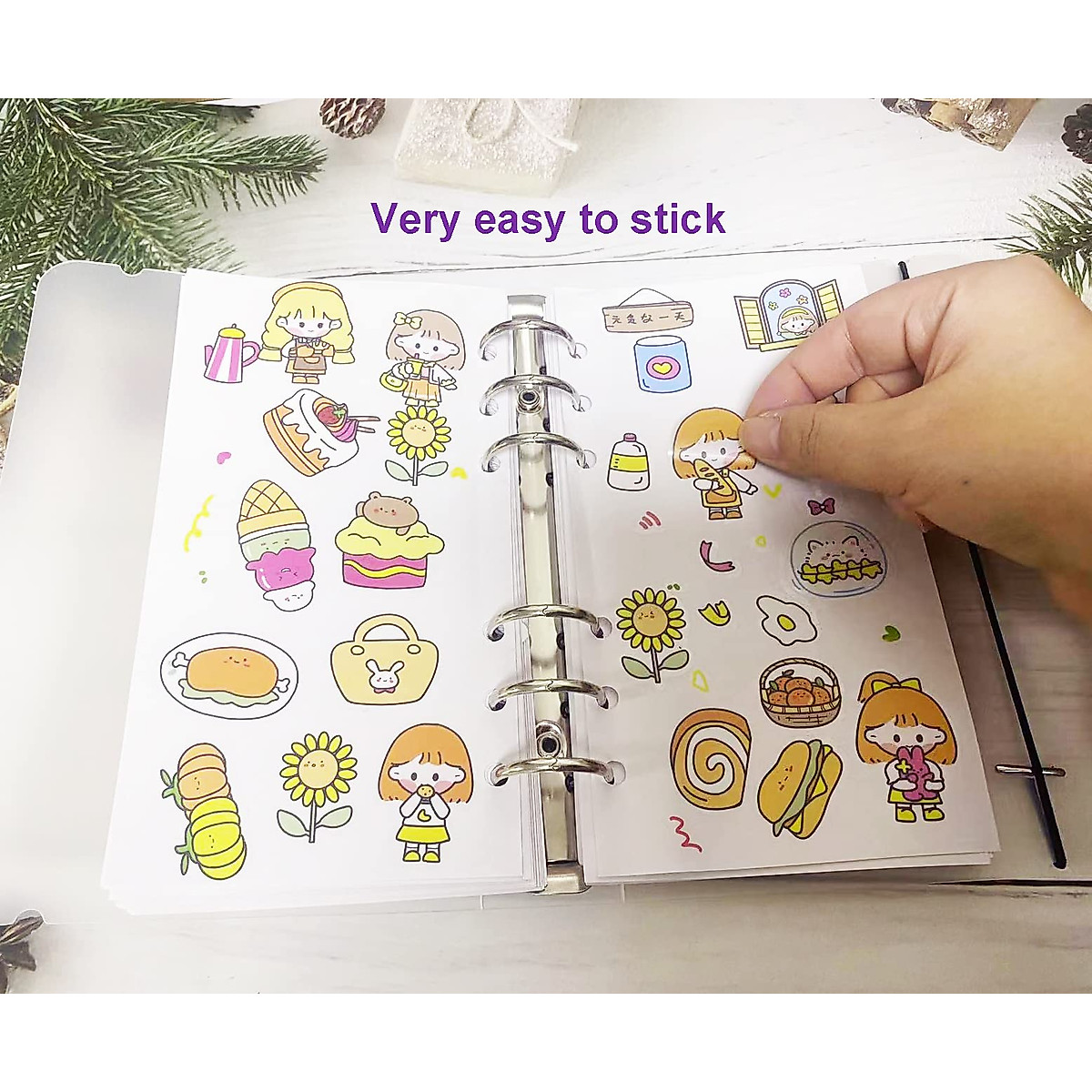 Sticker Collecting Album 100 Sheets Blank Reusable Sticker Book Collecting Album Sticker Album for Collecting Stickers, Labels, Sticker Book Collection Accessories with 25 Sheets Stickers and Spatula