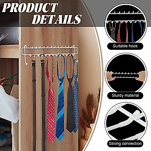 Gisafai 4 Pcs Tie Rack with Rubber Tips Wall Mount Belt Organizer for Closet 100 Hooks in Total Hanging Tie and Belt Rack Belt Hanger for Men Closet for Holding Belts Ties Scarves Handbags