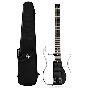 Asmuse Foldable Travel Headless Electric Guitar with Built In Headphone Jack Full-Scale Overhead Guitar ALP AD-80 Ultra-Light Portable and Rechargeable with USB Cable and Gig Bag