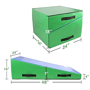 Lucky Shop Incline Gymnastics Mat, 48x24 Inch Foldding Gymnastic Tumbling Mat with Handle, Cheese Wedge Skill Shape, Indoor/Outdoor Exercise Home Gym Yoga for Kids Tumbling, Training, Blue