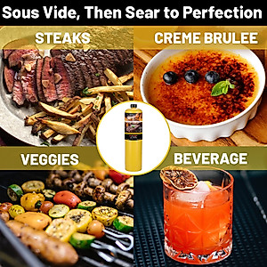 KookCook Cooking Grill Torch Kit with 14.1 oz Fuel Gas Cylinder Sous Vide Blowtorch MAPP MAP Pro Propane Torch Food Kitchen Grilling Gun Culinary BBQ Tool for Searing Outdoor Camping Charcoal Starter