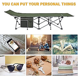 KingCamp Camping Cot Heavy Duty Camping Cots for Adults Oversized Portable Folding Sleeping Cot for Travel Outdoors Vacation Home Office Nap Camping Bed Cots