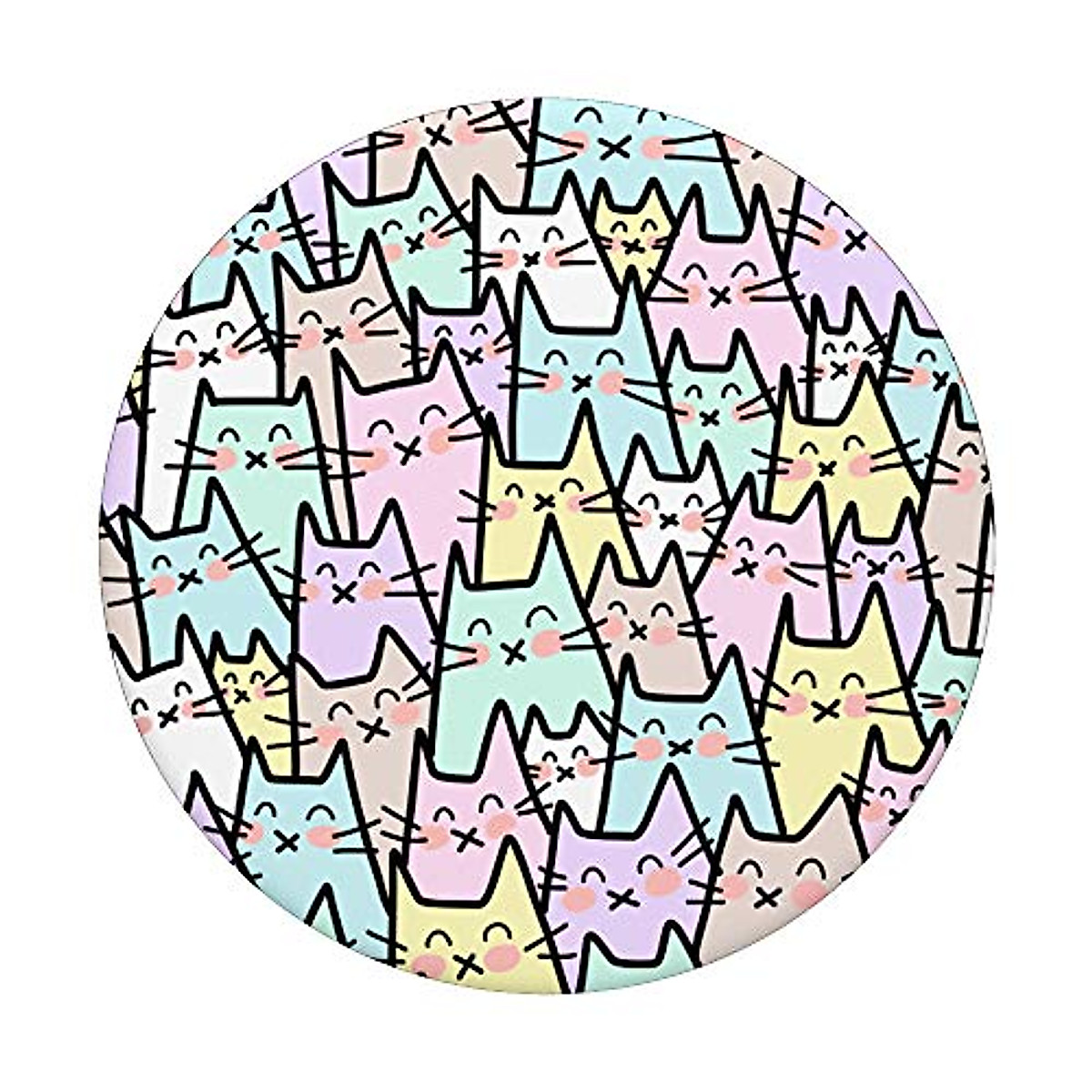 Cat Lover Pastel Colors Cute Fun for Women Teen Girls Kids PopSockets PopGrip: Swappable Grip for Phones & Tablets