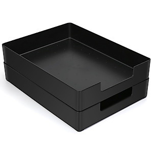 EsOfficce Letter-Size Tray, 2PCS Plastic Stackable A4 Paper Tray, Desk Drawer Organizer, Multi-use Large Storage Basket for Office Home Supplies,13 x 9.6 inch