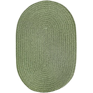 Super Area Rugs Maui Solid Braided Rug Indoor / Outdoor Washable Reversible Carpet, Olive Green, 2' X 3' Oval