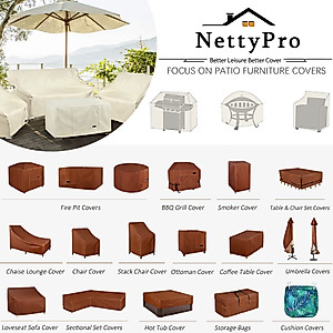 NettyPro Fire Pit Table Cover Rectangle Waterproof Heavy Duty Patio Firepit Cover Rectangular for Outdoor Gas Propane Fire Table, 48L x 28W x 24H inch, Beige