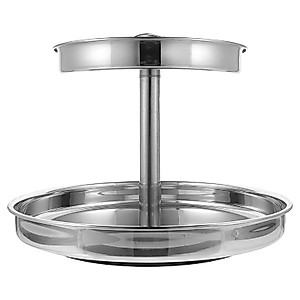Hemoton Food Containers 2 Tier Fruit Basket Turntable Vegetable Baskets Round Snack Storage Organiser Stainless Steel Candy Dish Dessert Platter for Kitchen Hot Pot Home Party Decorative Tray