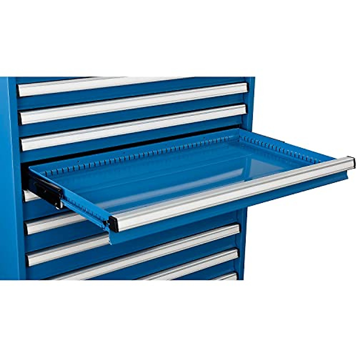 Global Industrial 14 Drawer Modular Cabinet, w/Lock, w/o Dividers, 36"Wx24"Dx57"H Blue